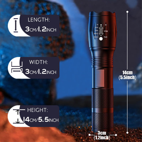 2000 Lumens Zoomable LED Flashlight 5 Modes - Hokolite